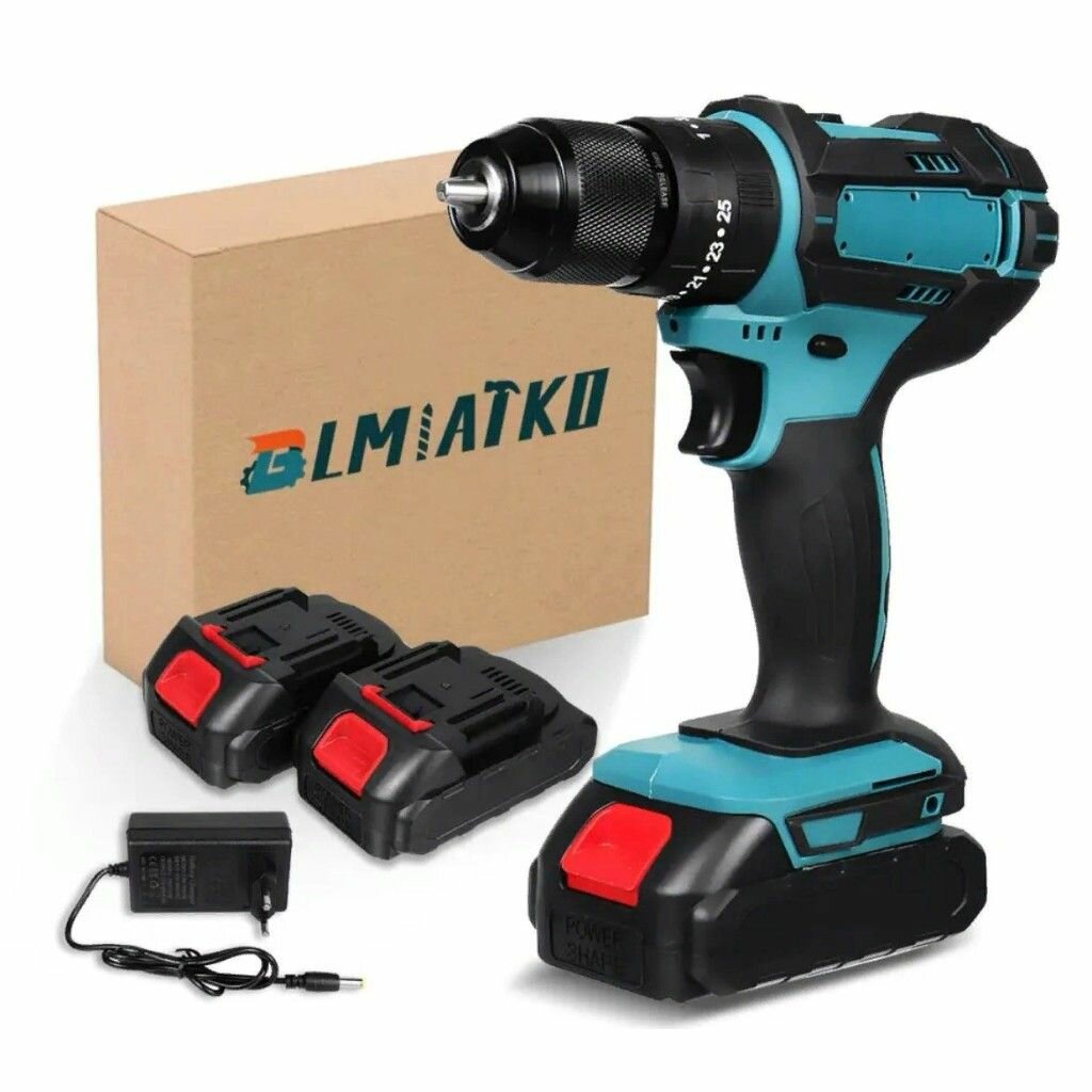 Аккумуляторная ударная дрель 350 Нм 10мм 2 АКБ и ЗУ