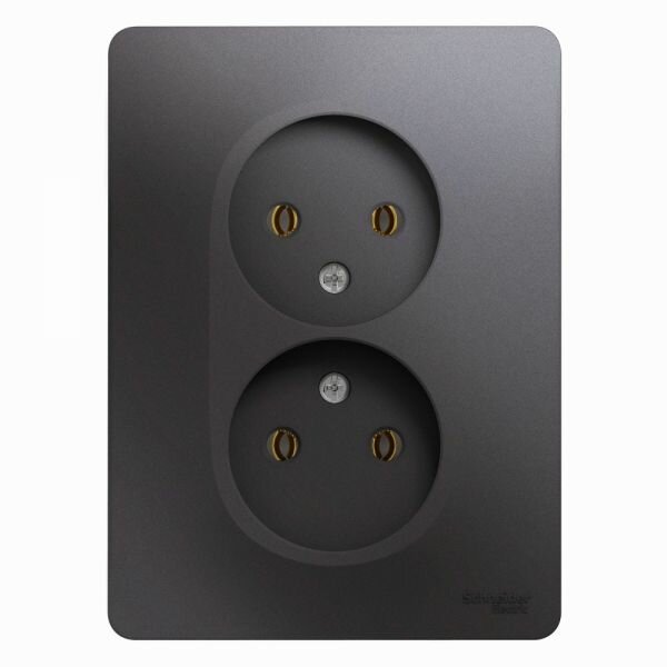 3 шт. Systeme Electric Glossa Графит, Розетка 2-ая без заземления, GSL001320