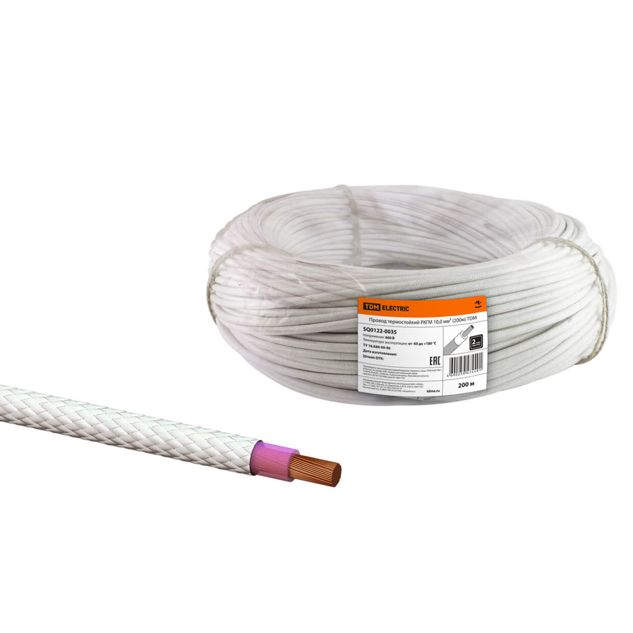 Провод термостойкий РКГМ 10,0 мм² (200м), TDM SQ0122-0035 (200 м.)