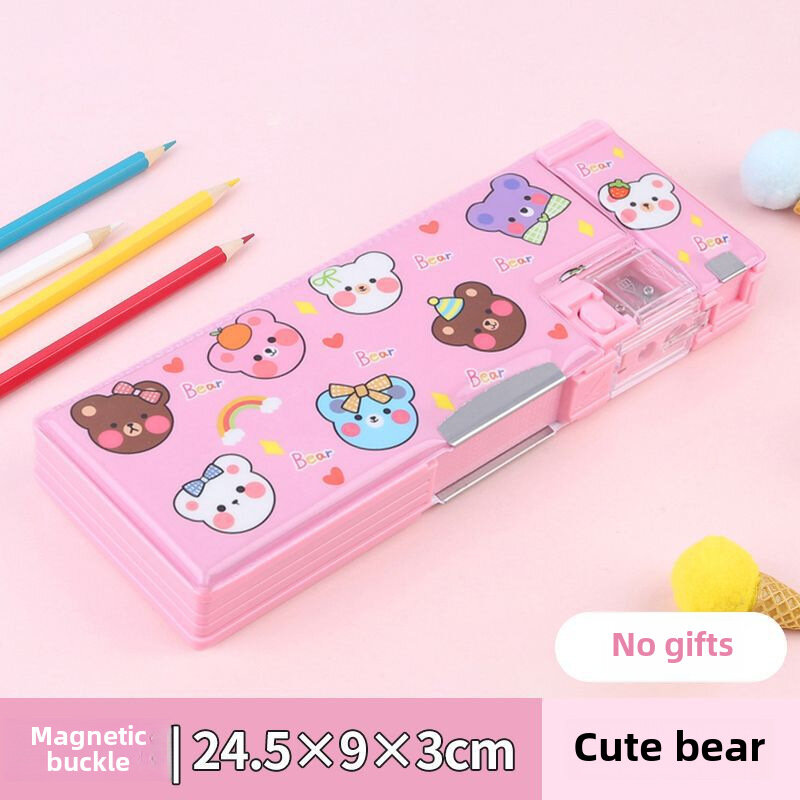 Пенал "Милый мишка", для девочек, с магнитными кнопками