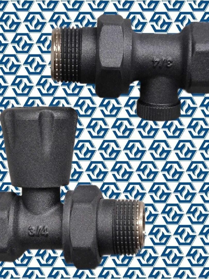 Кран регулировочный для радиаторов / Group HS / прямой 3/4, для бокового подключения, цвет Anthracite