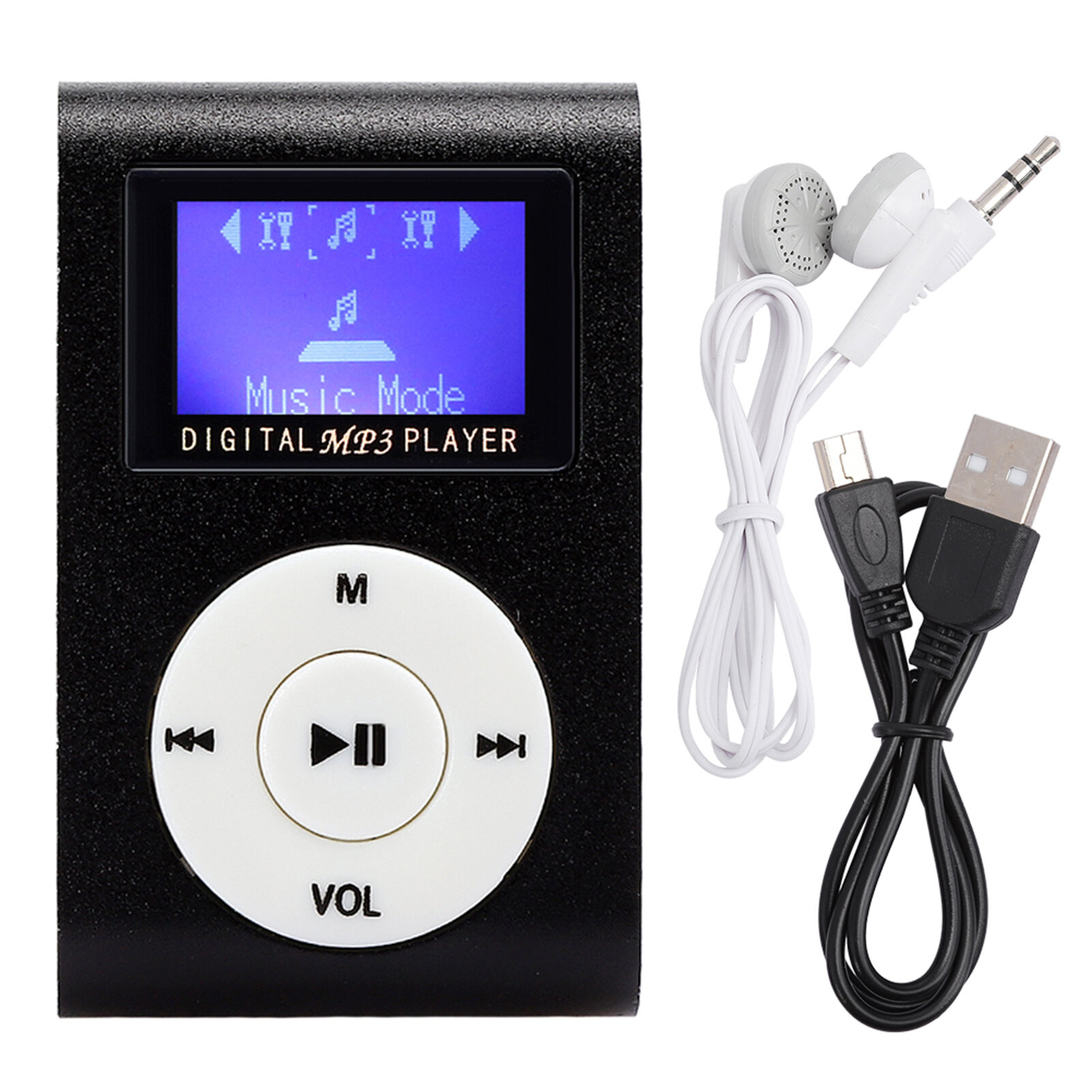 0.8inch LCD Screen Mini Portable MP3 Music Player Metal Clip Support Memory Card with 3.5mm Earphone