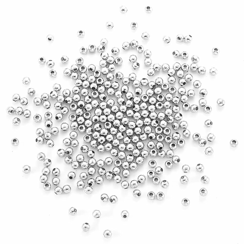 KamenOpt / Бусины Металлические 4 мм, цвет: Родий, 22,5г (200 шт)