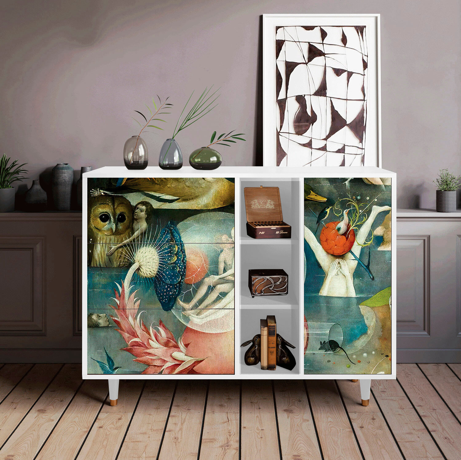 Комод - STORYZ - BS2 The Garden Of by Hieronymus Bosch, Разер - 125 x 97 x 48 см , Цвет корпуса - Белый