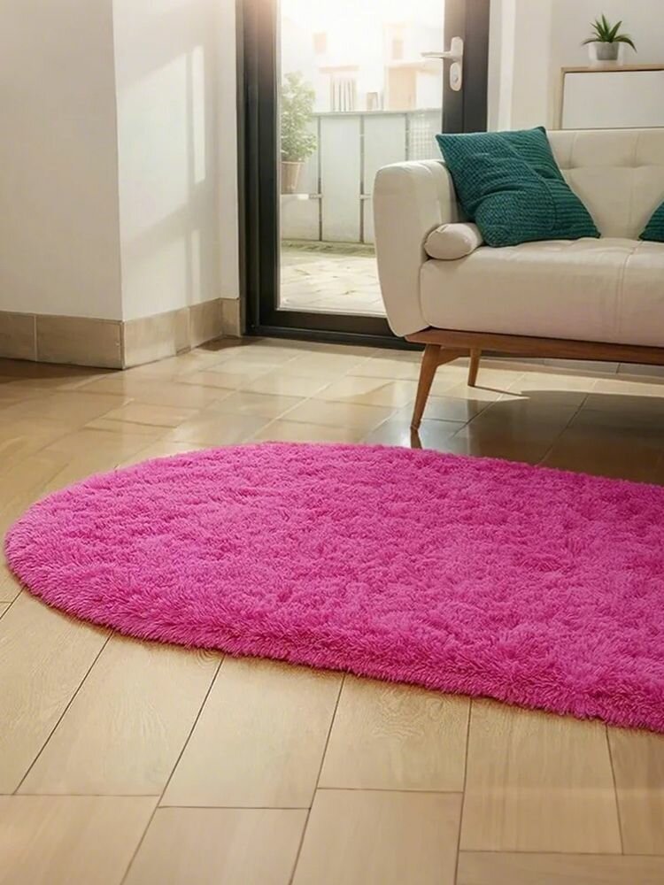 Мягкий ковер, плюшевый, 200x300 см, Розово-красный, овальной формы, не скользит по полу, используется в спальнях гостиных детских комнатах пушистых комнатах