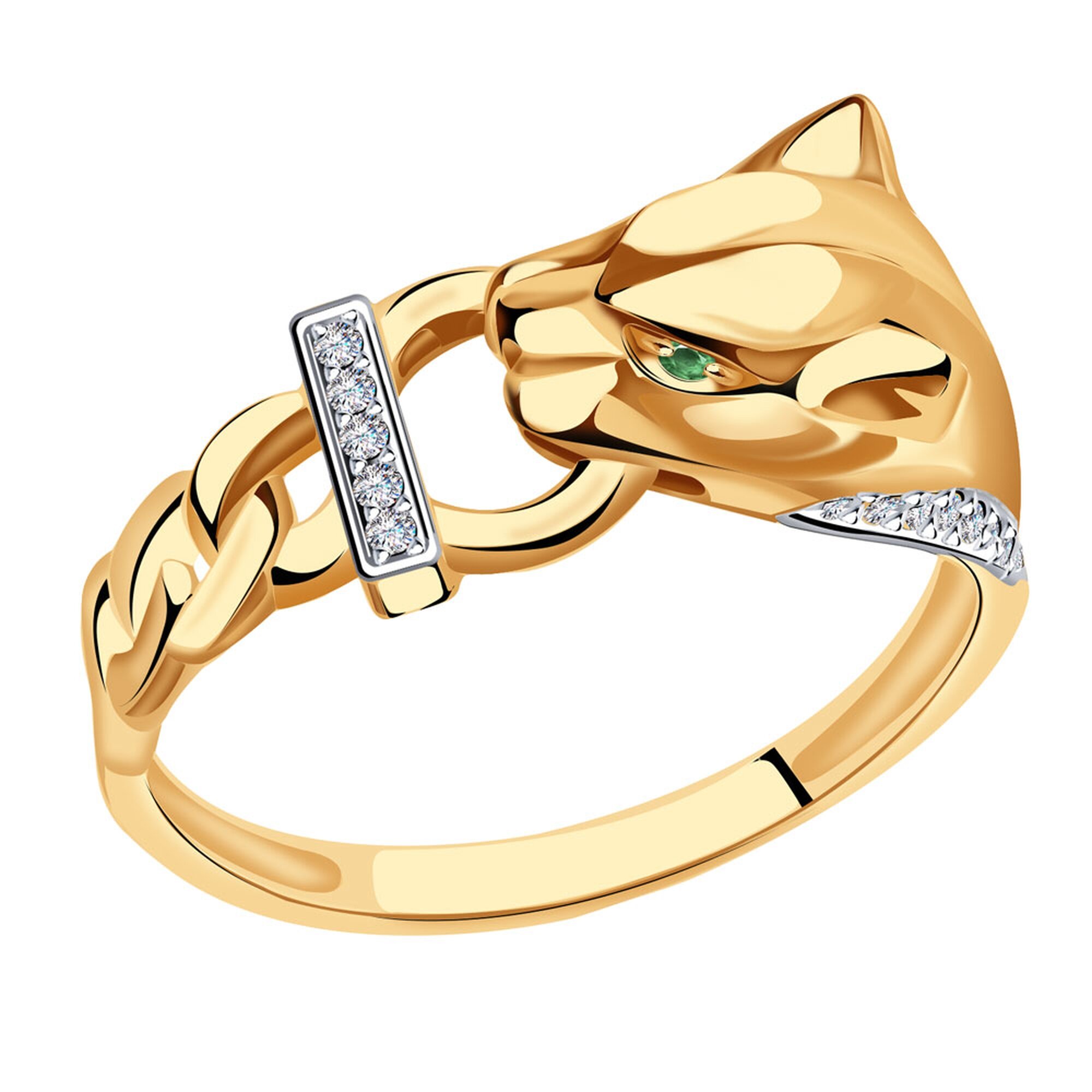 Кольцо, красное золото, 585 проба, фианит