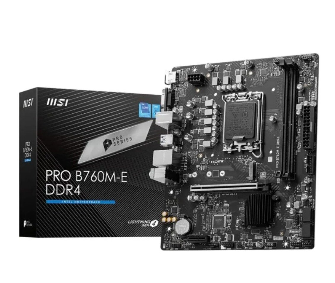 Материнская плата MSI PRO B760M-E DDR4, LGA 1700, Intel B760, mATX