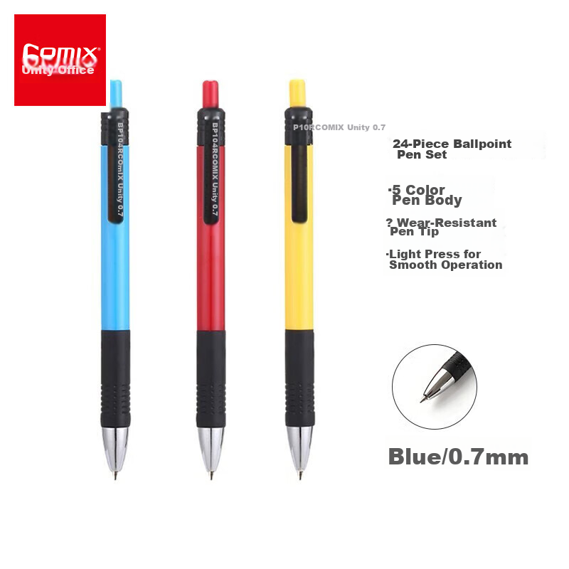 Comix 24-Pack Smooth Ballpoint Pens 0.7mm, Office Stationery, Tools, BP104R