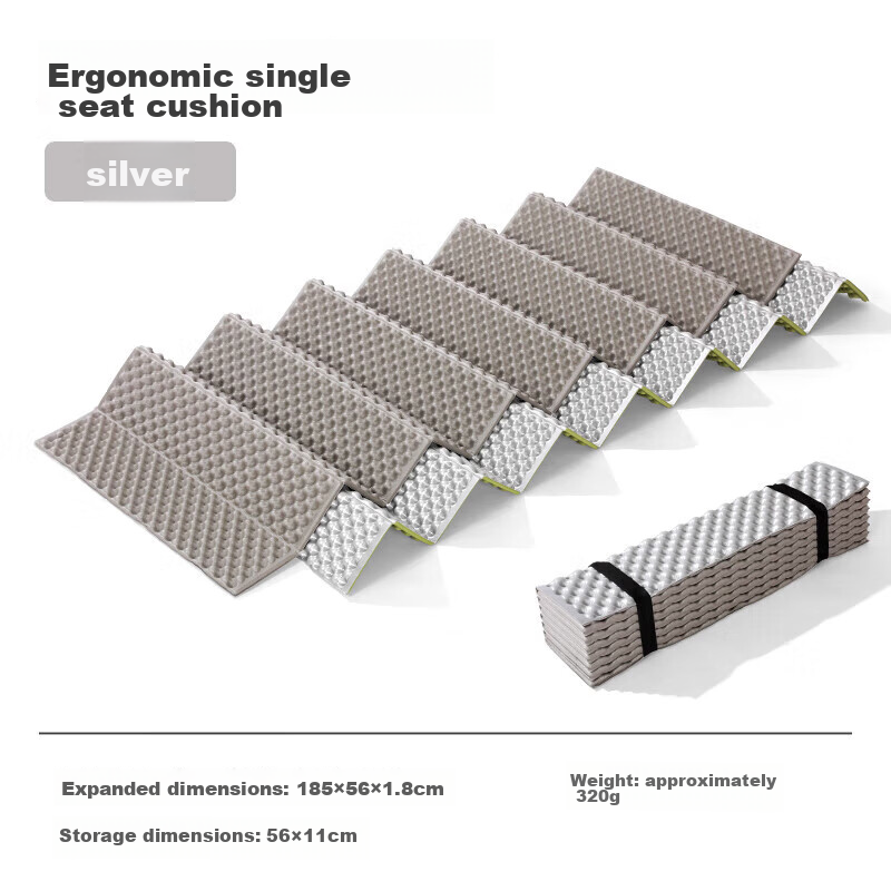 Camel Outdoor Camping Egg Tray Mat, Tent Sleeping Pad, Foldable Seat Cushion, Ground Mat, Egg Shell Moisture-Proof Seat Cushion, Silver
