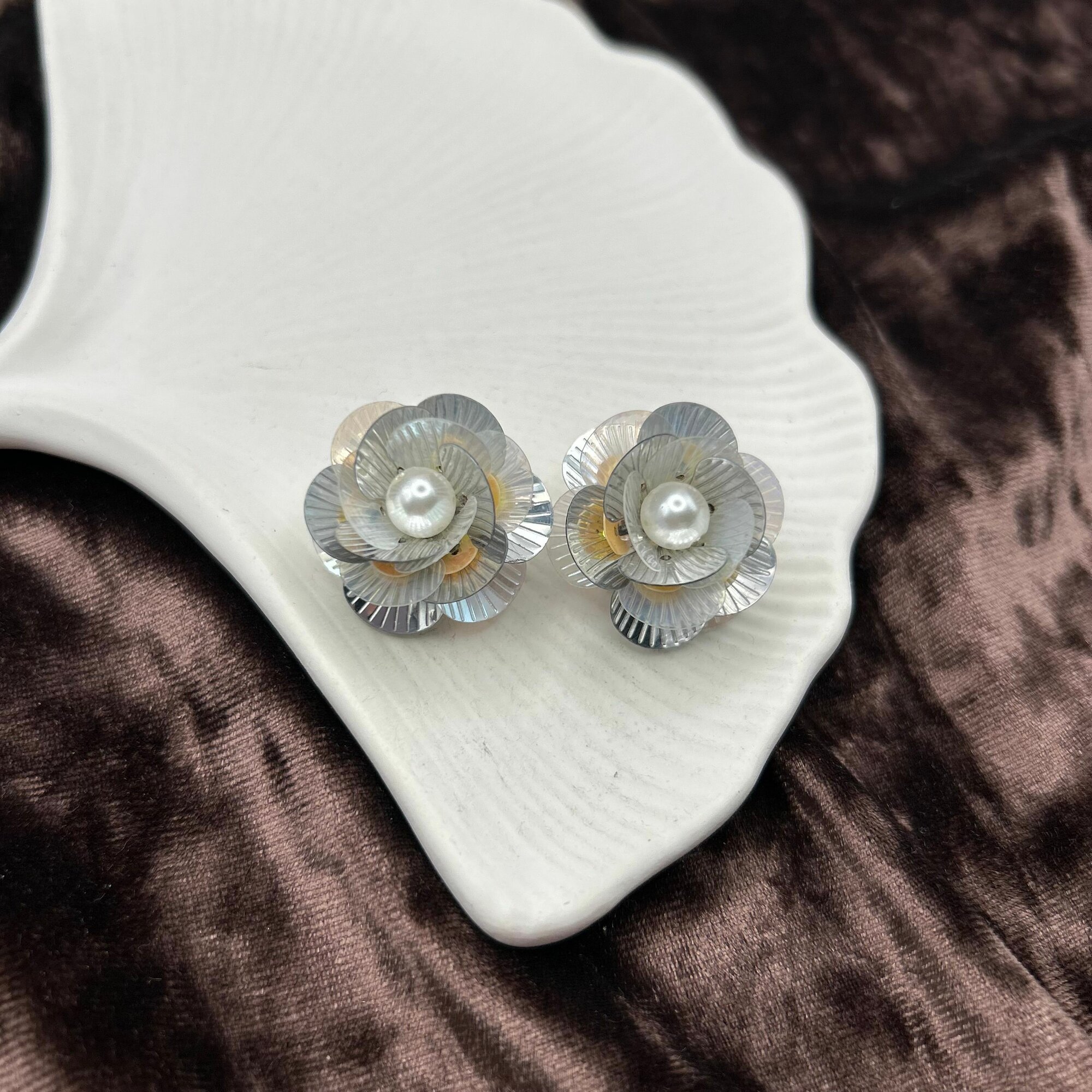 Винтажные серьги клипсы, имитация жемчуга, Чехословакия