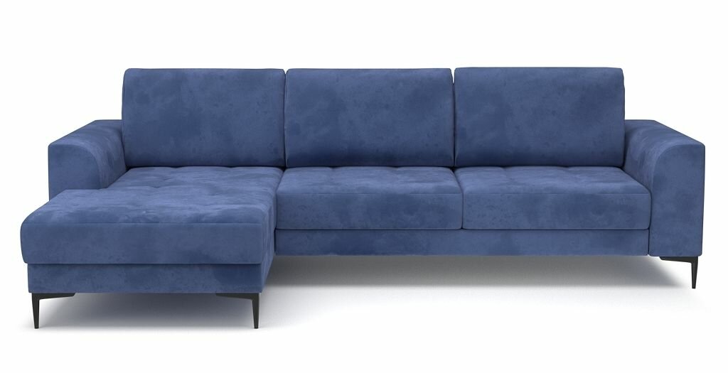 Угловой диван-кровать PUSHE раскладной Пьер 23, левый угол, велюр, синий Nebby 030