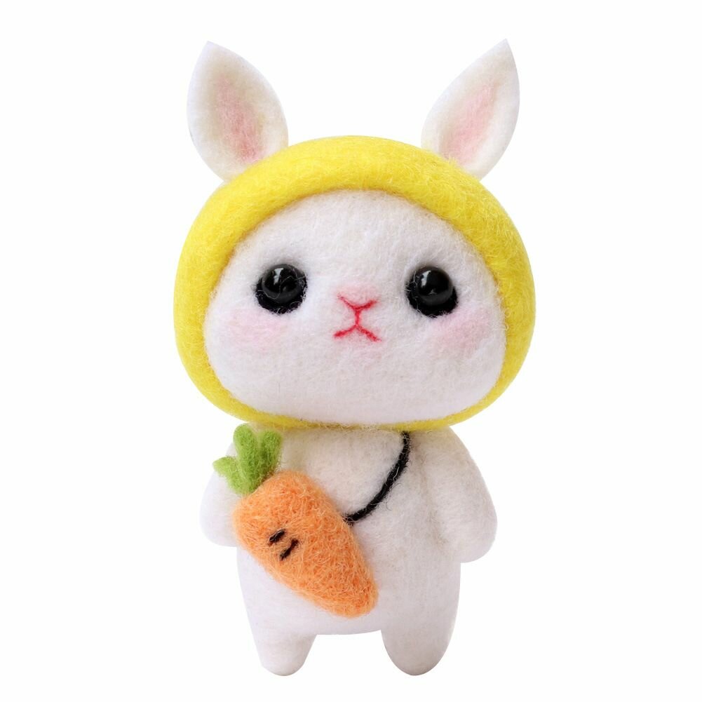 Набор для валяния шерстяного кролика, незавершённый, с материалами и инструментами, морковь