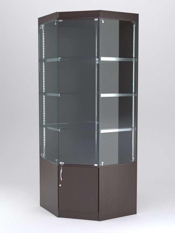 Витрина "астерия" угловая №1 (с дверкой, задняя стенка - ДСП), Дуб Венге