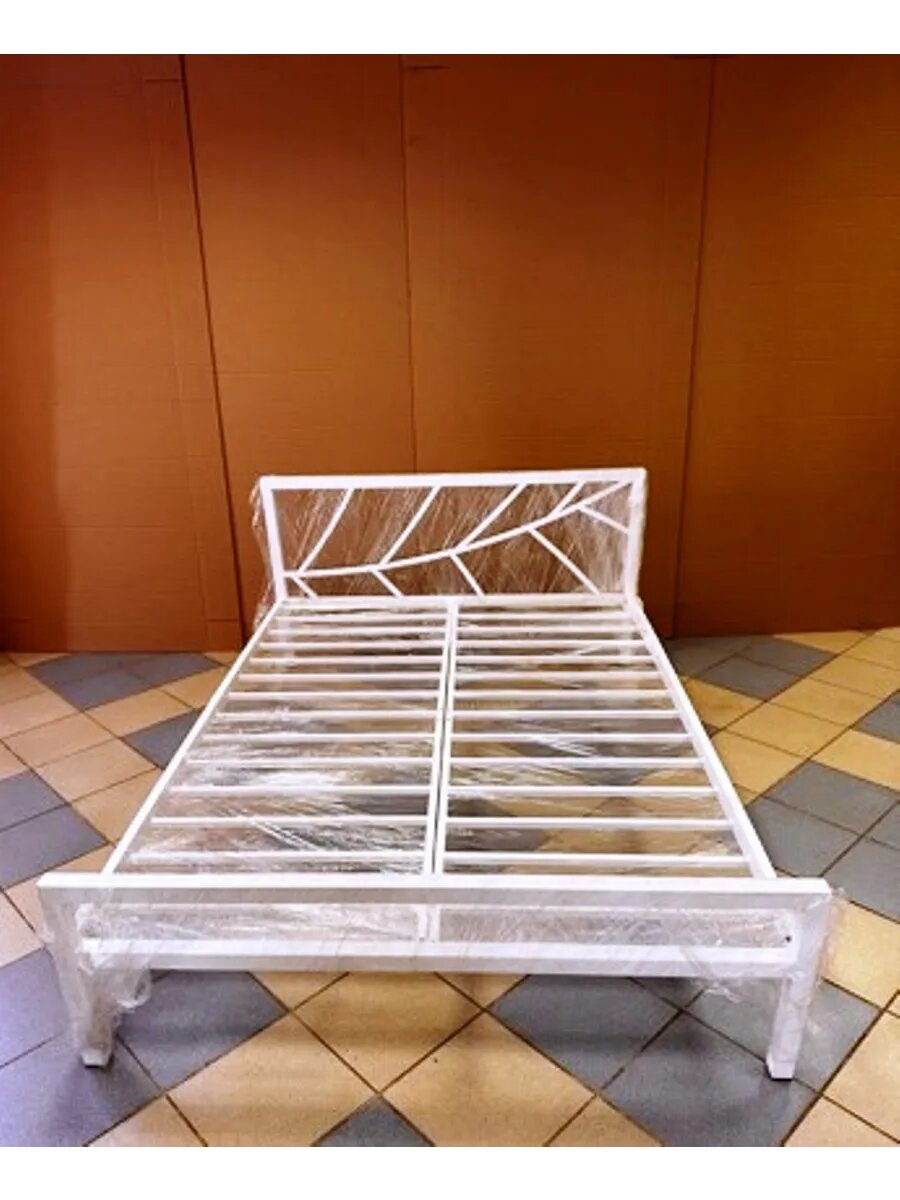 Кровать Loft Mebel Вивьен, двуспальная, металл, белый муар, 180x200х46 см