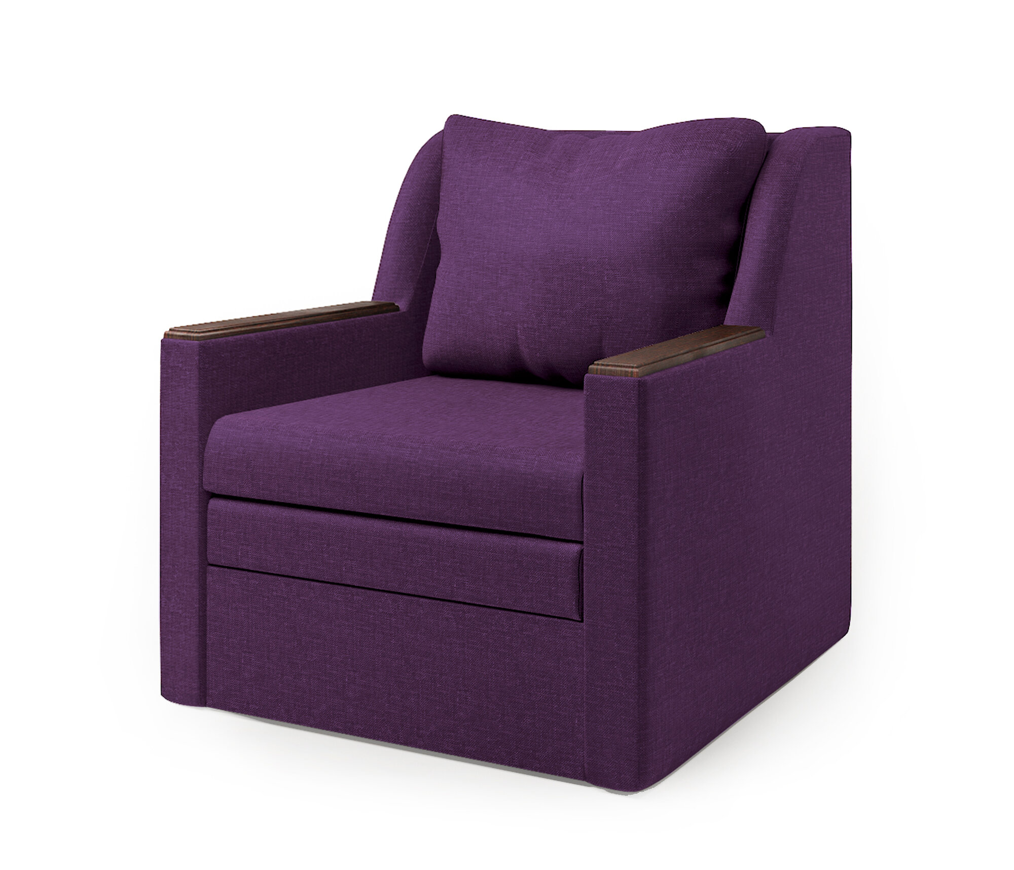 Кресло-кровать Шарм-Дизайн Соло раскладное кресло в гостиную, с ящиком для белья, 62х190 см, рогожка, фиолетовый
