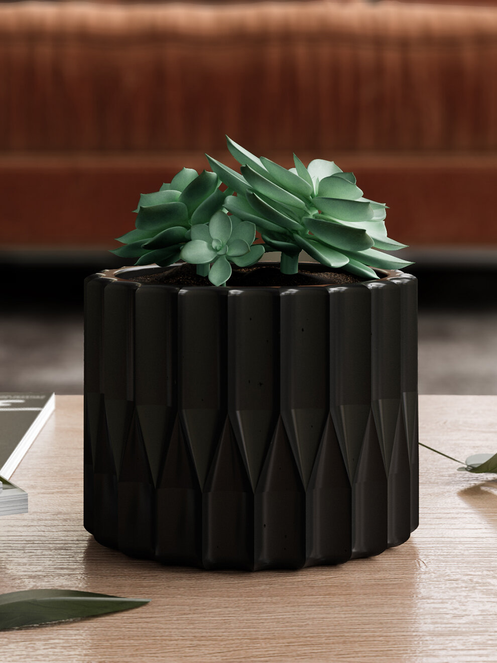 Кашпо черное глянцевое для суккулентов и цветов San Marino XS 0,28 л.