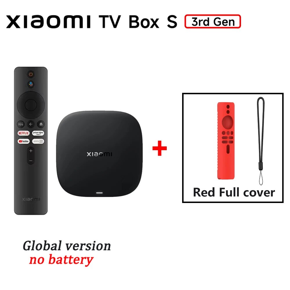 Xiaomi Mi TV Box S 3-го поколения 32 ГБ черный Add red case