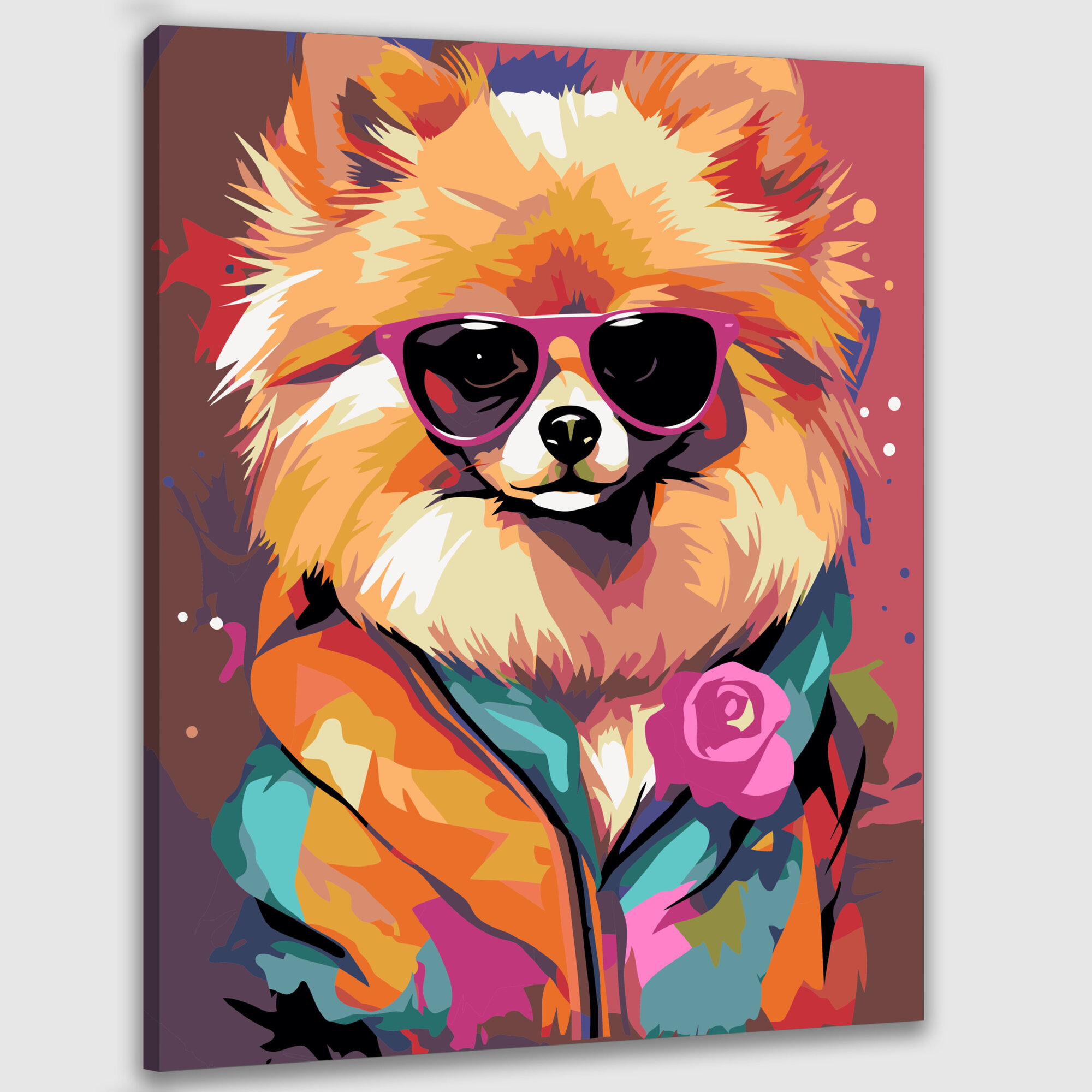 Картина по номерам 40x50 см, яркая, цифровая, иллюстрация, собака, порода, шпиц, модельная внешность, роскошная шуба