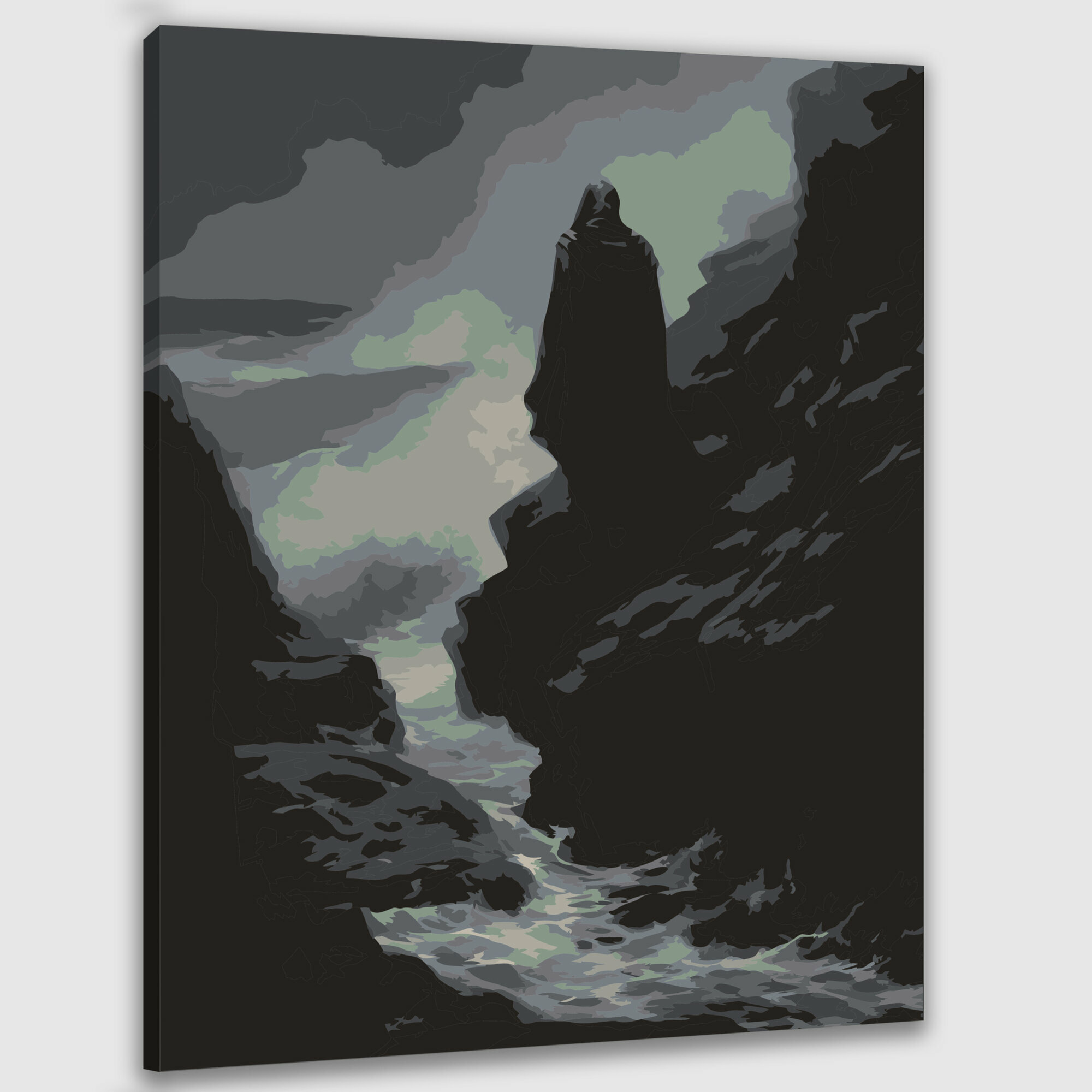 Картина по номерам 40x50 см, картина маслом, одинокая фигура, скалистый утес, штормовое море, бурные волны