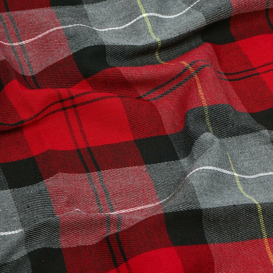 Ткань рубашечная фланель 150 г/м² 80% полиэстер, 20% хлопок шир.150 см TBY. Fl. T399 цв.399 красный уп.2м