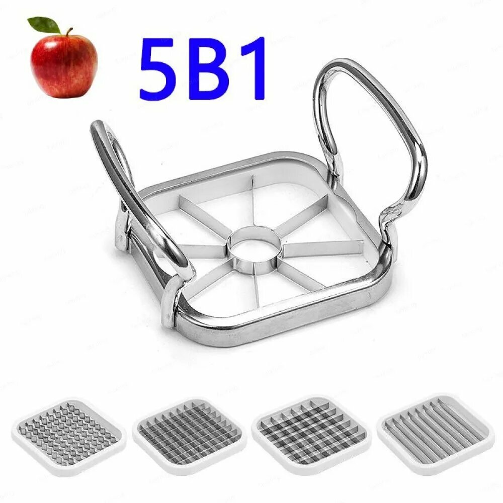 Овощерезка "Пять в одном", нержавеющая сталь, серебристая, 10x10 см