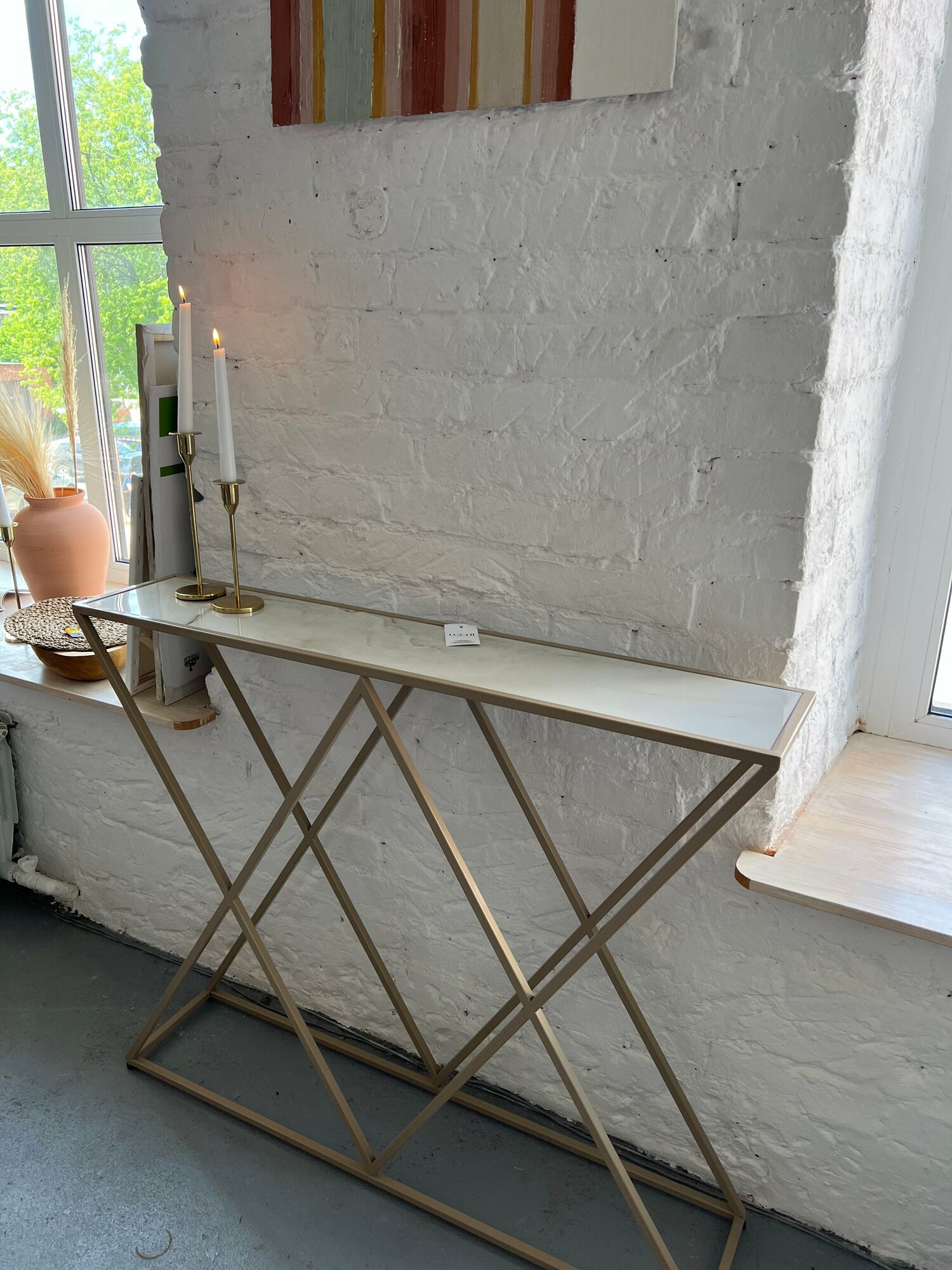 Консоль LUCHI MOONI бежевая, керамогранит, минимализм, консольный, 80х23х75 см