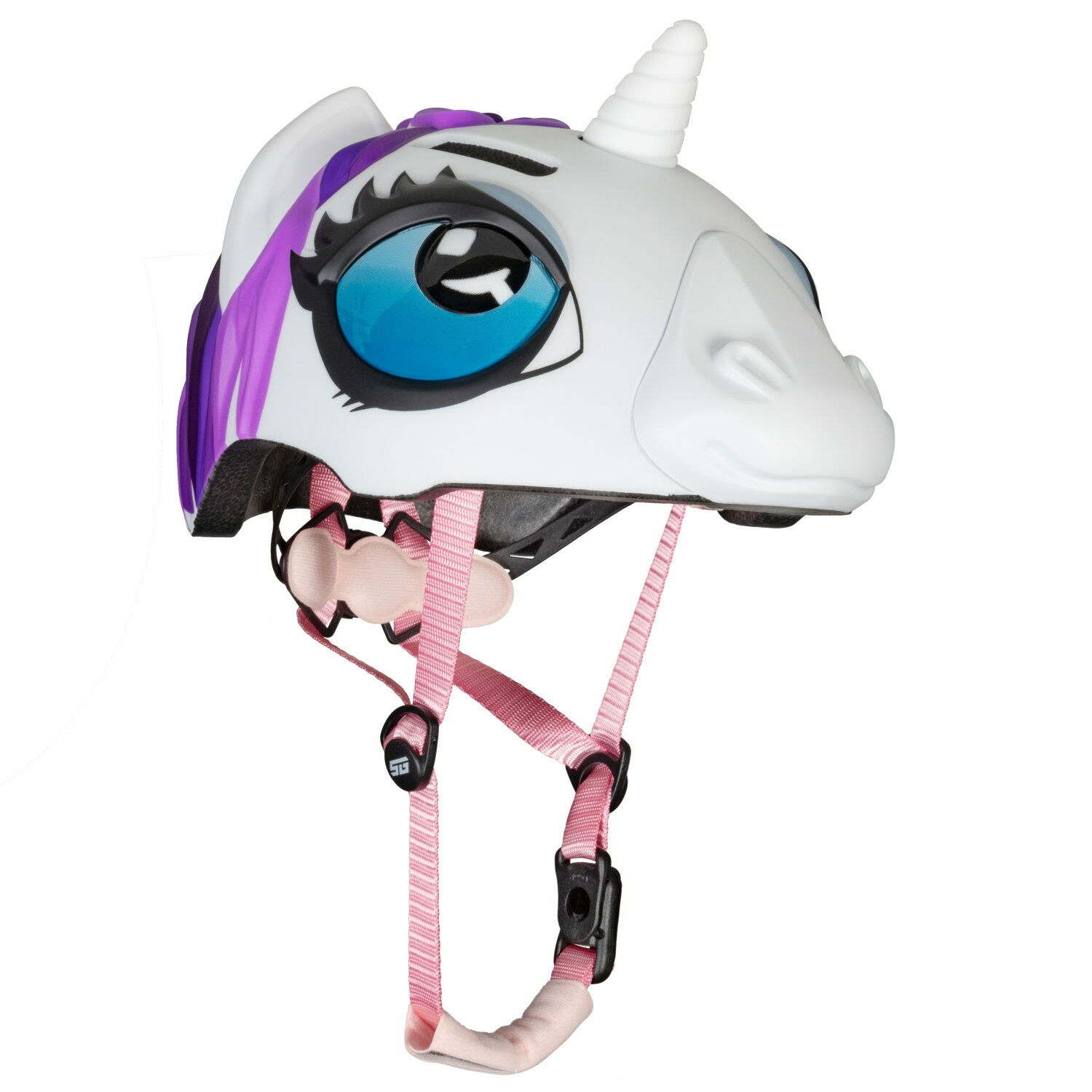 Шлем велосипедный детский STG Unicorn, обхват 49-55 см, белый с фиолетовым