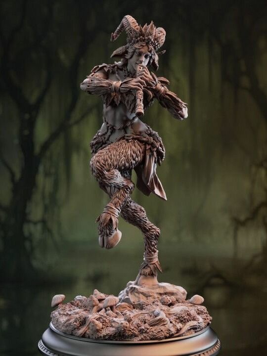 Фавн бард, игровая фигурка для раскрашивания (база 25мм, высота 43мм)