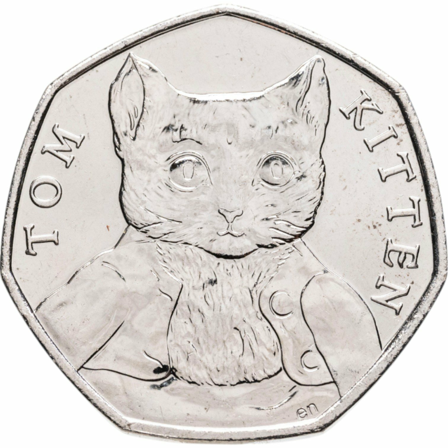 Великобритания 50 пенсов 2017 "150 лет со дня рождения Беатрис Поттер, Котенок Том", Мельхиор медь-никель, в сохранности UNC