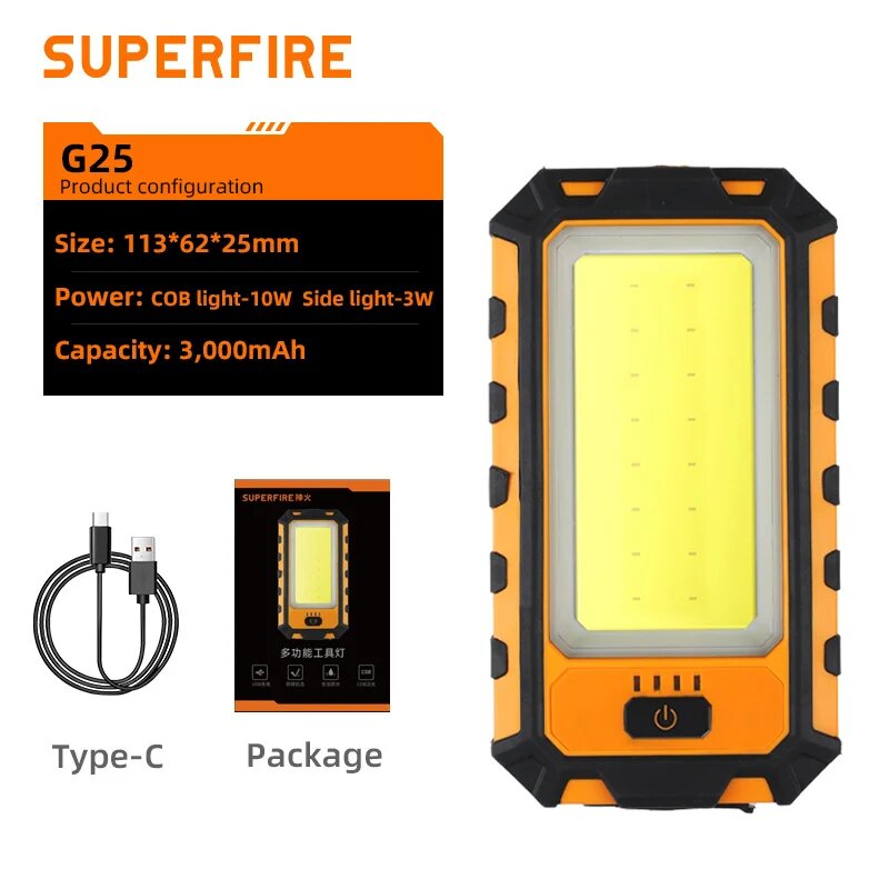 SUPERFIRE G25 COB Многофункциональный водонепроницаемый фонарь