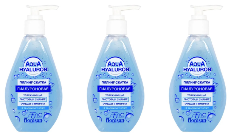 Floresan Пилинг-Скатка для лица, AQUA HYALURON гиалуроновая 150мл, 3шт