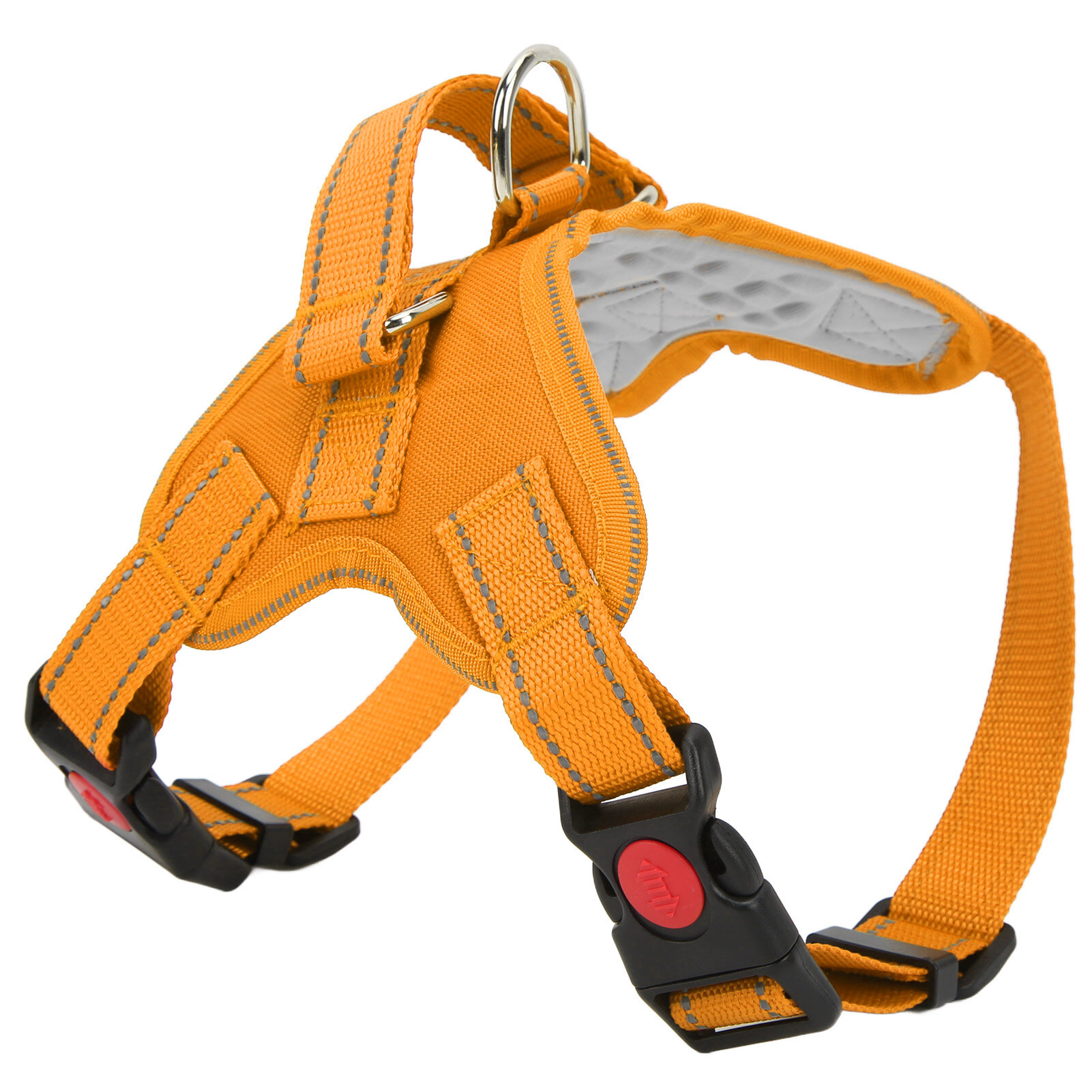 Многофункциональная светоотражающая регулируемая шлейка для собак из ткани Оксфорд, оранжевая, размер S.