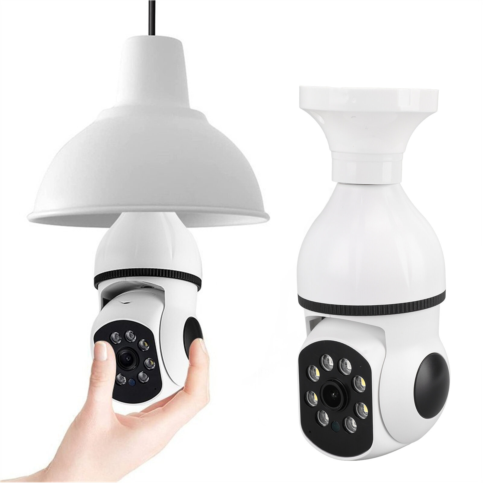 Беспроводная Камера: 1080P Поворотная Камера 355° Широкий Обзор - Полноцветное Ночное Видение 5м Для Домашней Безопасности с WiFi E27 Интерфейс и Приложением