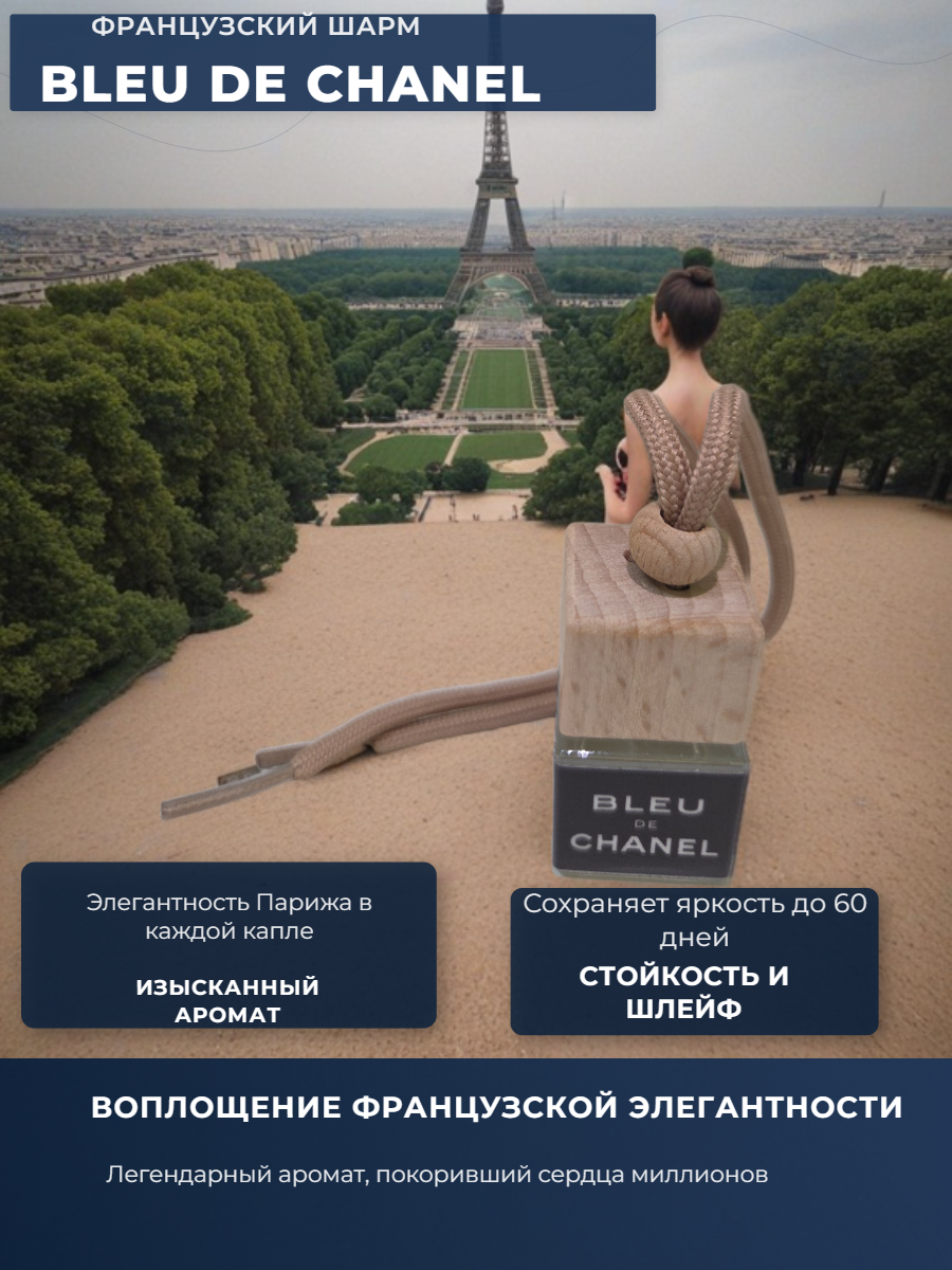 Ароматизатор для автомобиля, автопарфюм, по мотивам Bleu de Chanel, ароматизатор для дома, стекло, 8мл