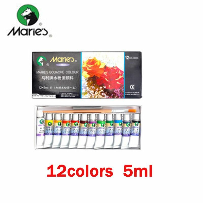 Набор акварельных гуашей Marie's Art, 18/12/24 цвета, 5 мл