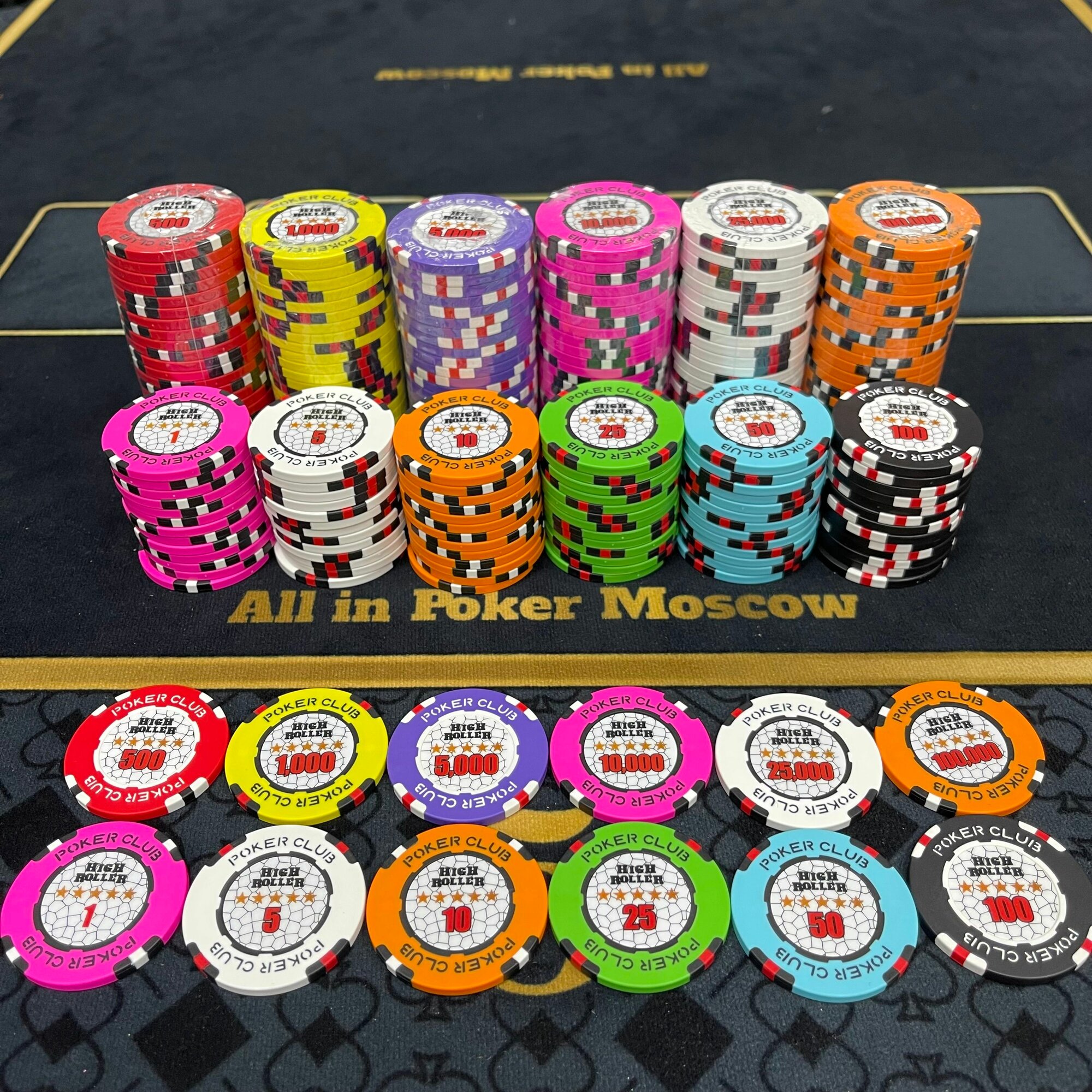 Фишки для покера 40 мм - номинал 100 W- 25 фишек