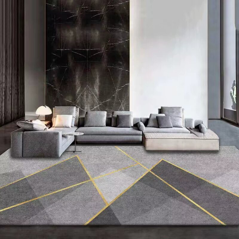 Ковер "IKEA", геометрический, серый, бежевый, кремовый, светло-розовый, антискользящий, 1,2x1,8 м