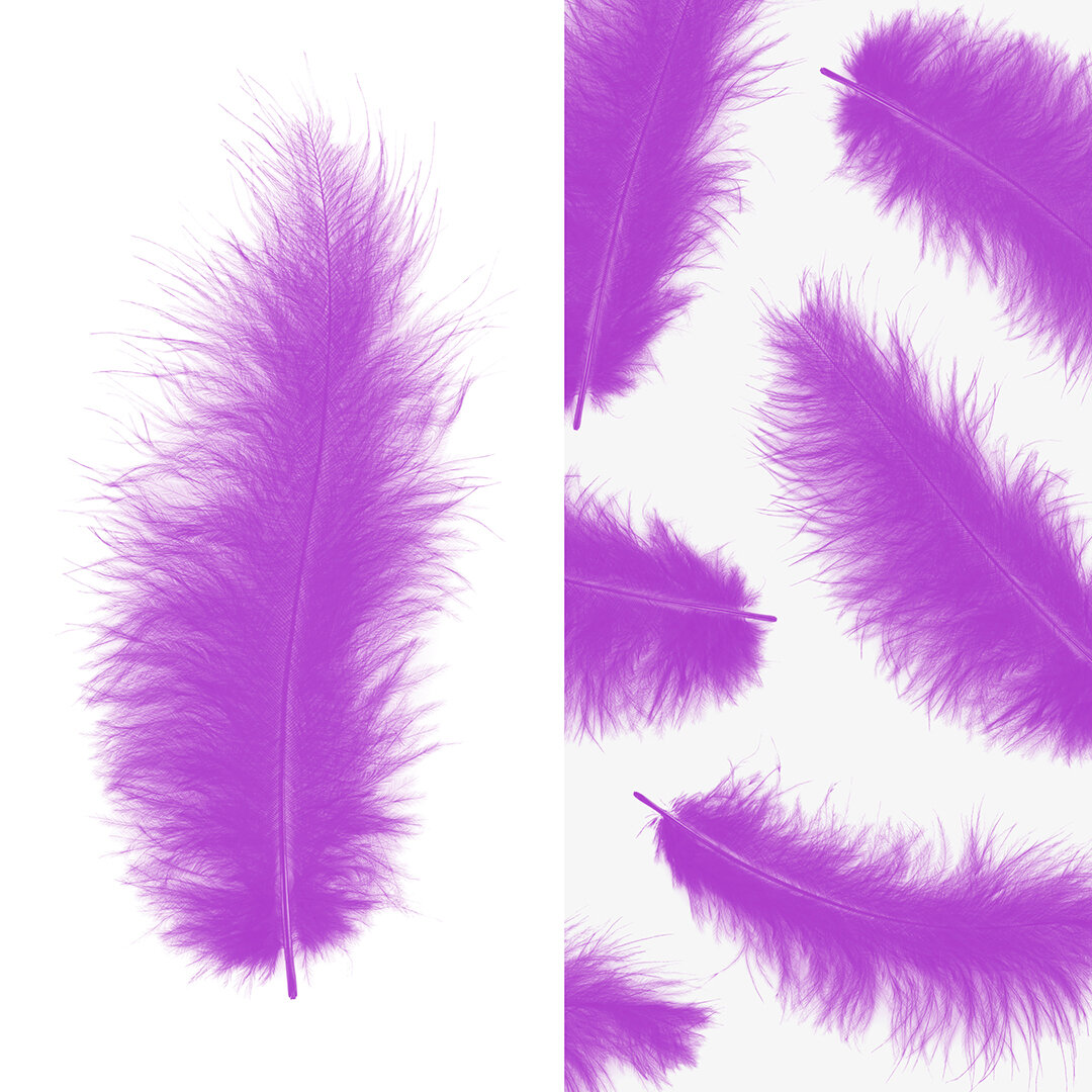 Декоративные перья Волна веселья Премиум, Сиреневый 12-15 см 30 шт