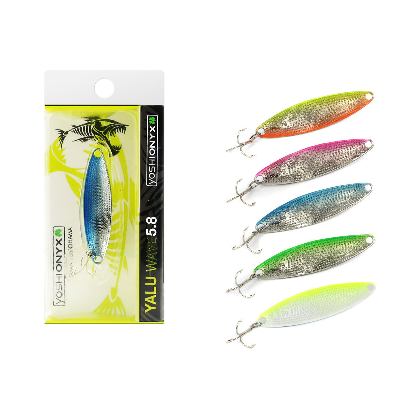 Блесна "Yoshi Onyx" YALU WAVE, колеблющаяся, тройной крючок, металл, голубая
