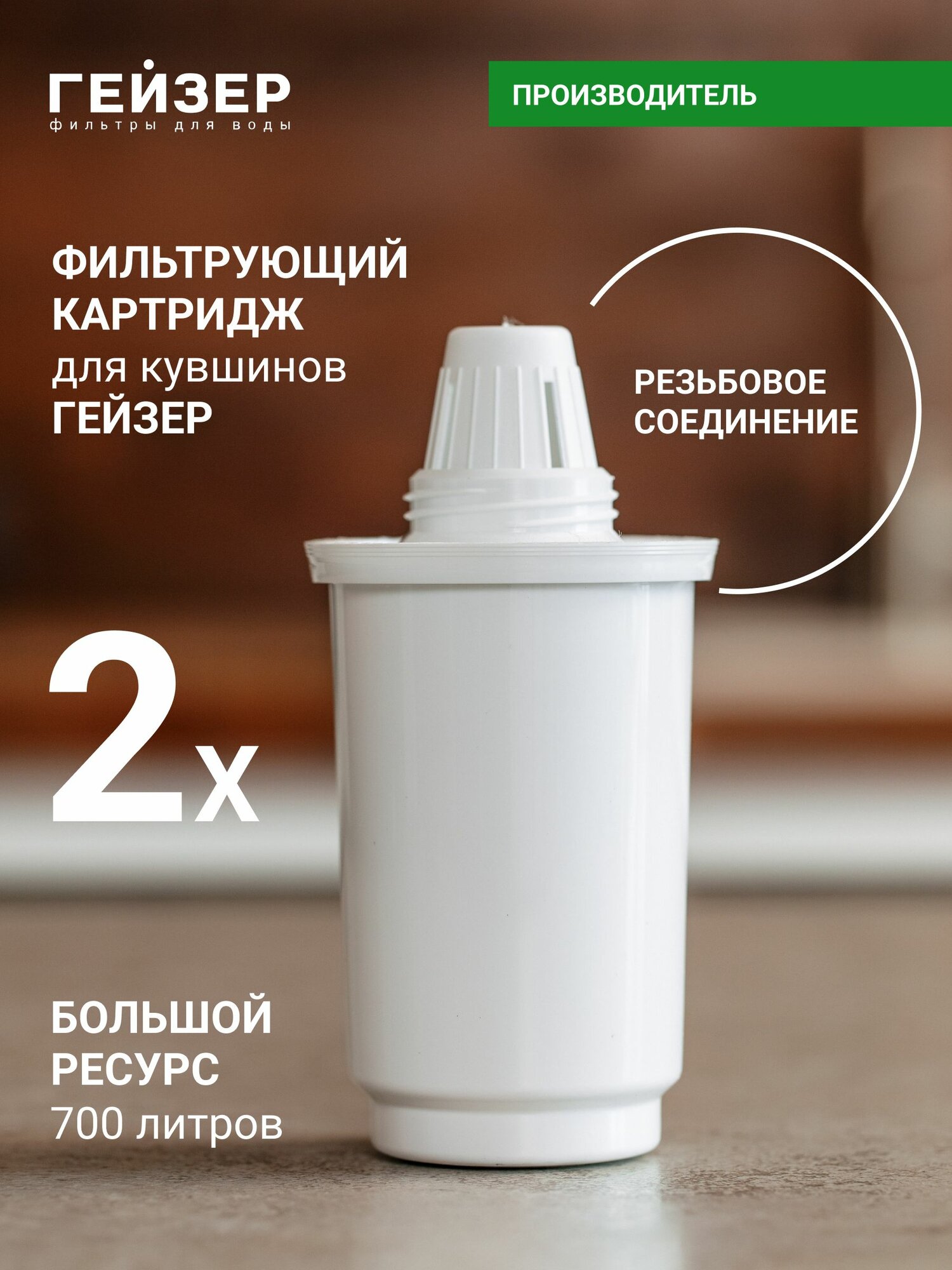 Набор картриджей для фильтра кувшина Гейзер 501, 2 шт, ресурс комплекта 700 л, эффективная очистка водопроводной и скважиной воды, 50032 сменные фильтры водоочистка для скважины