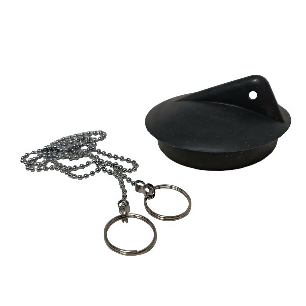 Пробка для ванны с цепочкой, металл/пластик, черный цвет, антикоррозийное покрытие