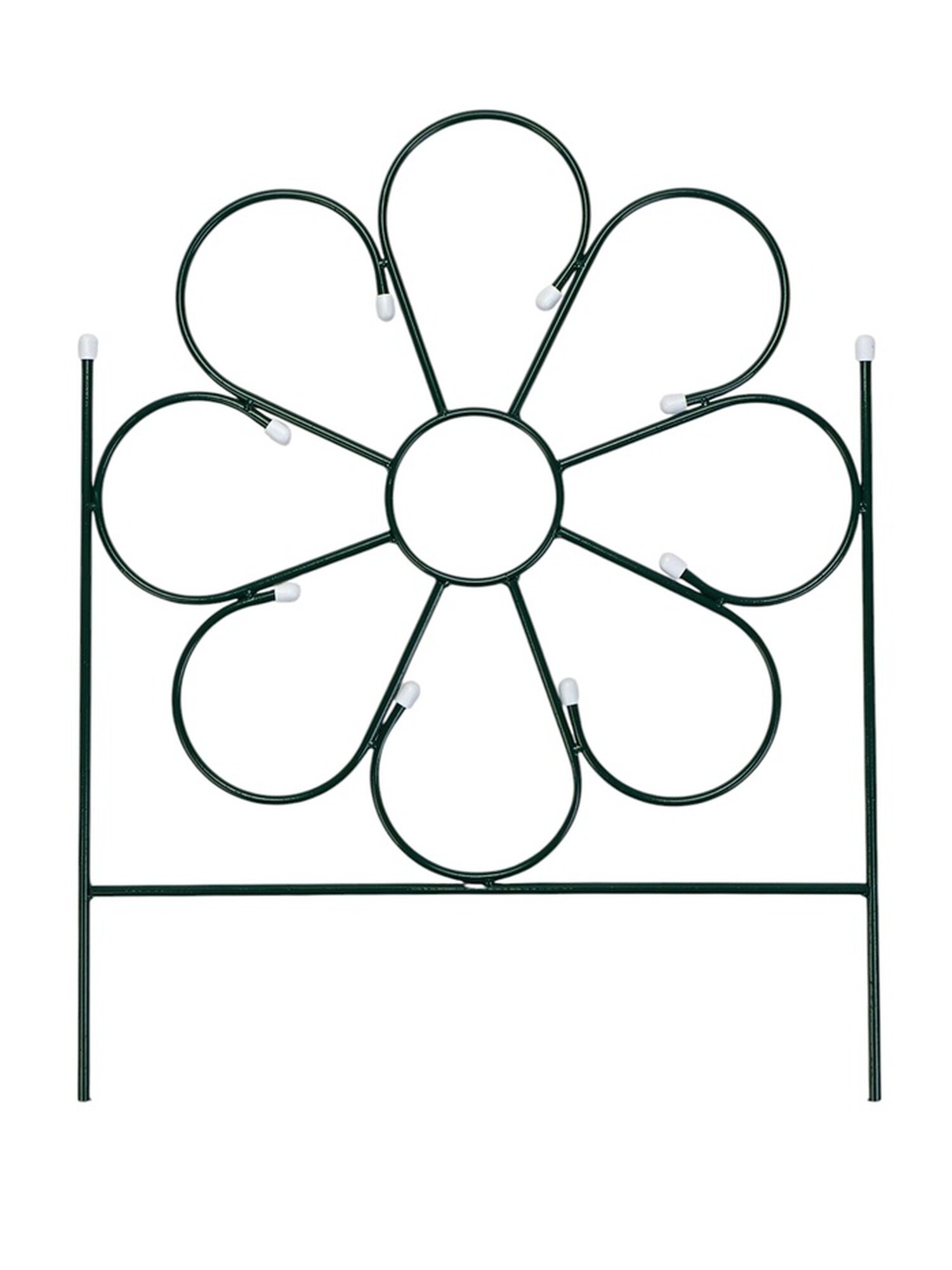 Ограждение декоративное, 75 × 305 см, 5 секций, металл, зелёное, «Ромашка»