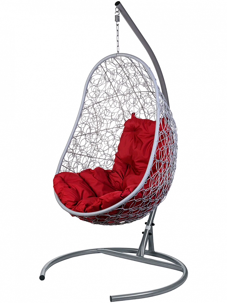 Подвесное кресло кокон BIGARDEN "Easy Gray", красная подушка