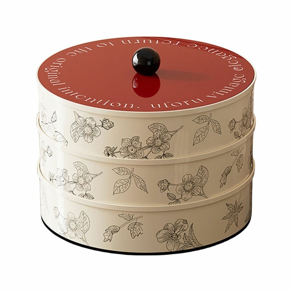 Посуда, Винтажная фруктовая и конфетная тарелка - красная - три уровня