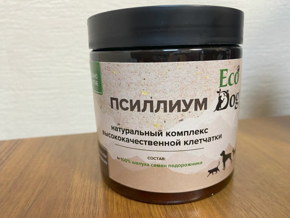 Идальго: ЭкоДог Псиллиум, натуральная клетчатка шелухи семян подорожника для собак и кошек, 200 гр.