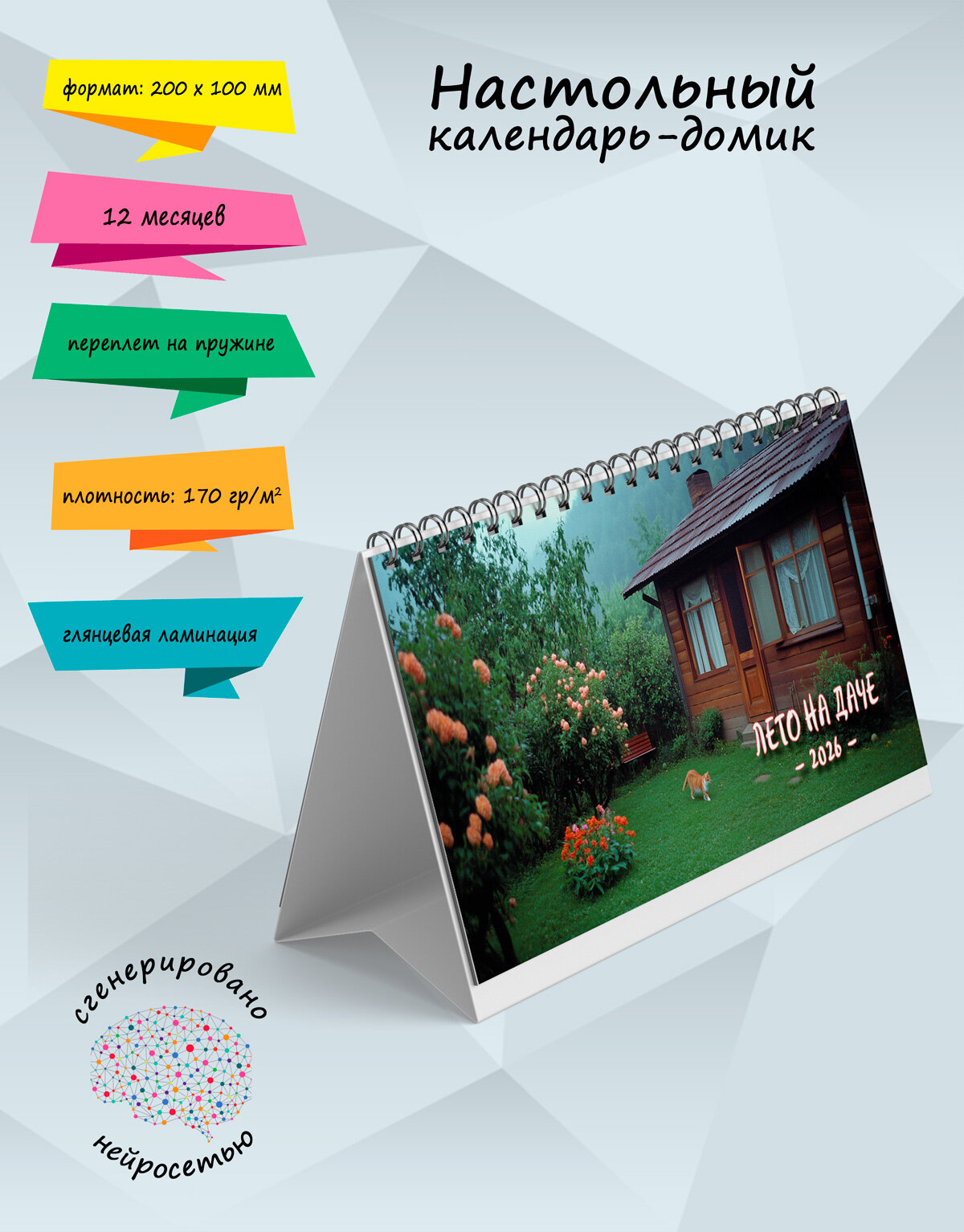 Настольный календарь-домик Лето на даче на 2026 год