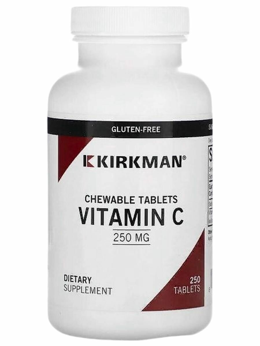 Kirkman, Vitamin C, Витамин C, 250 мг, 250 жевательных таблеток
