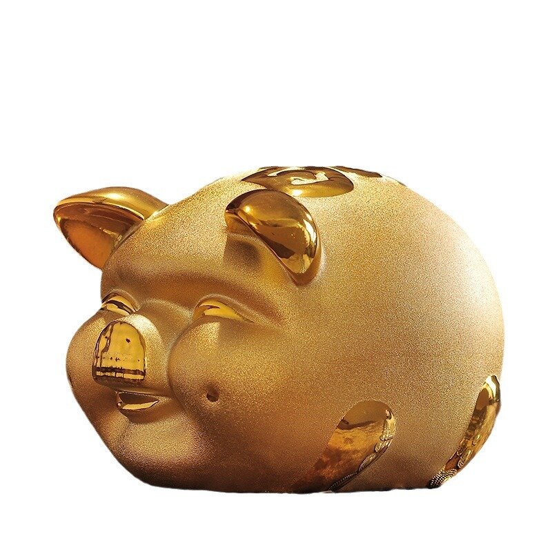Золотая керамическая копилка – копилка на удачу к году свиньи, декор для дома, декоративная копилка для монет для взрослых и детей, подарок по фэн-шуй, керамическая статуэтка