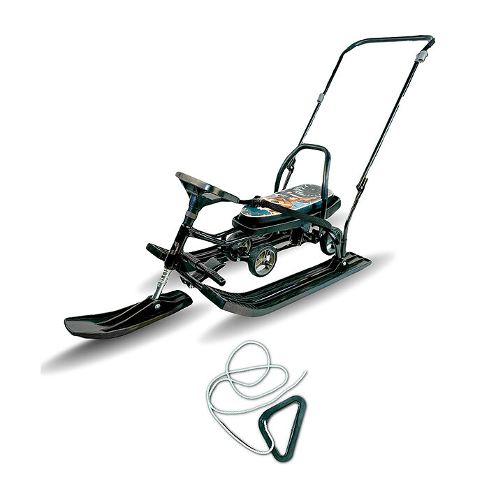 Детский снегокат Барс "Wheel", Песик-тракторист, c П-образным толкателем и колесной базой