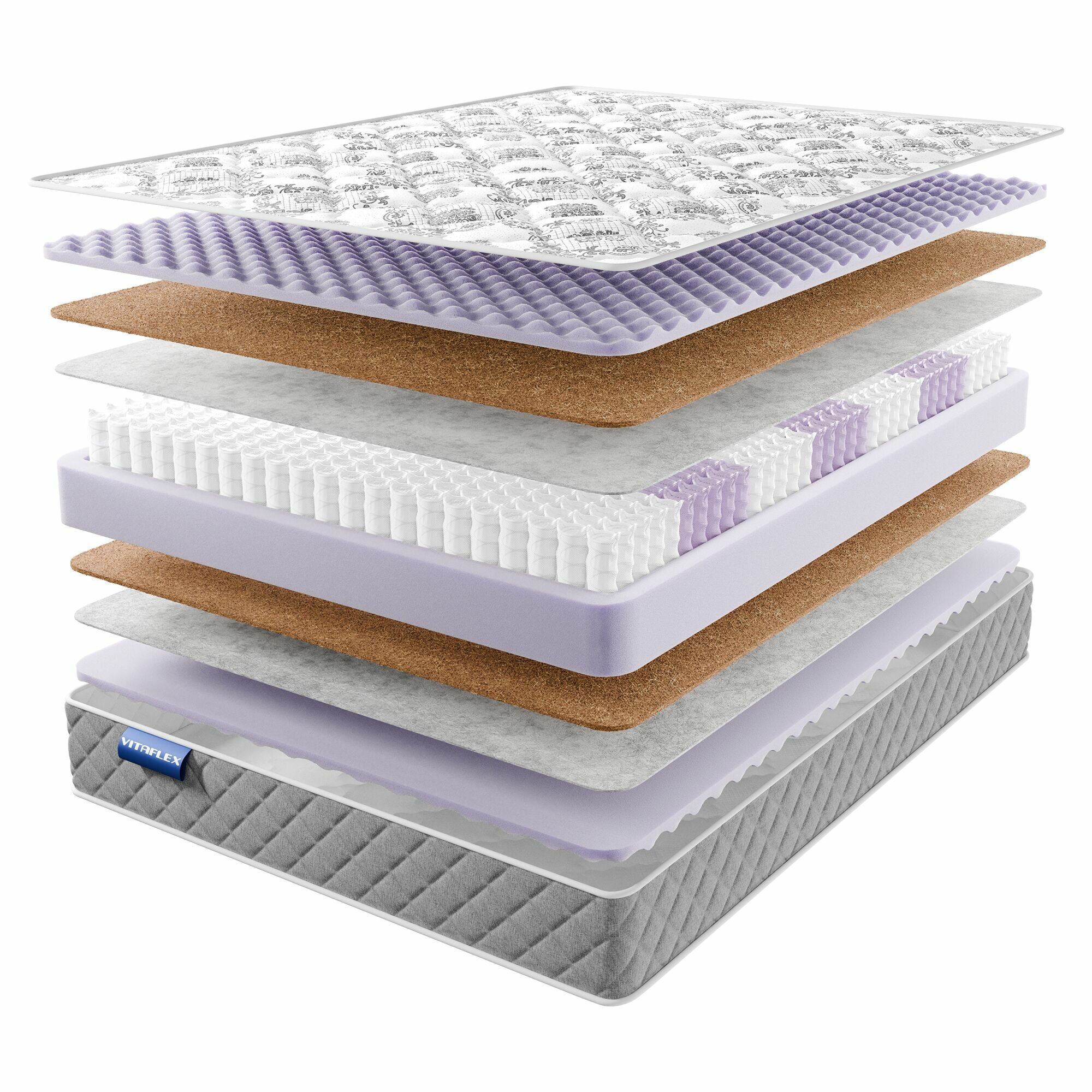 Матрас Vitaflex Premium Prime Sleep 180х200 высота 23 см анатомический средней жесткости кокосовый Независимые пружины